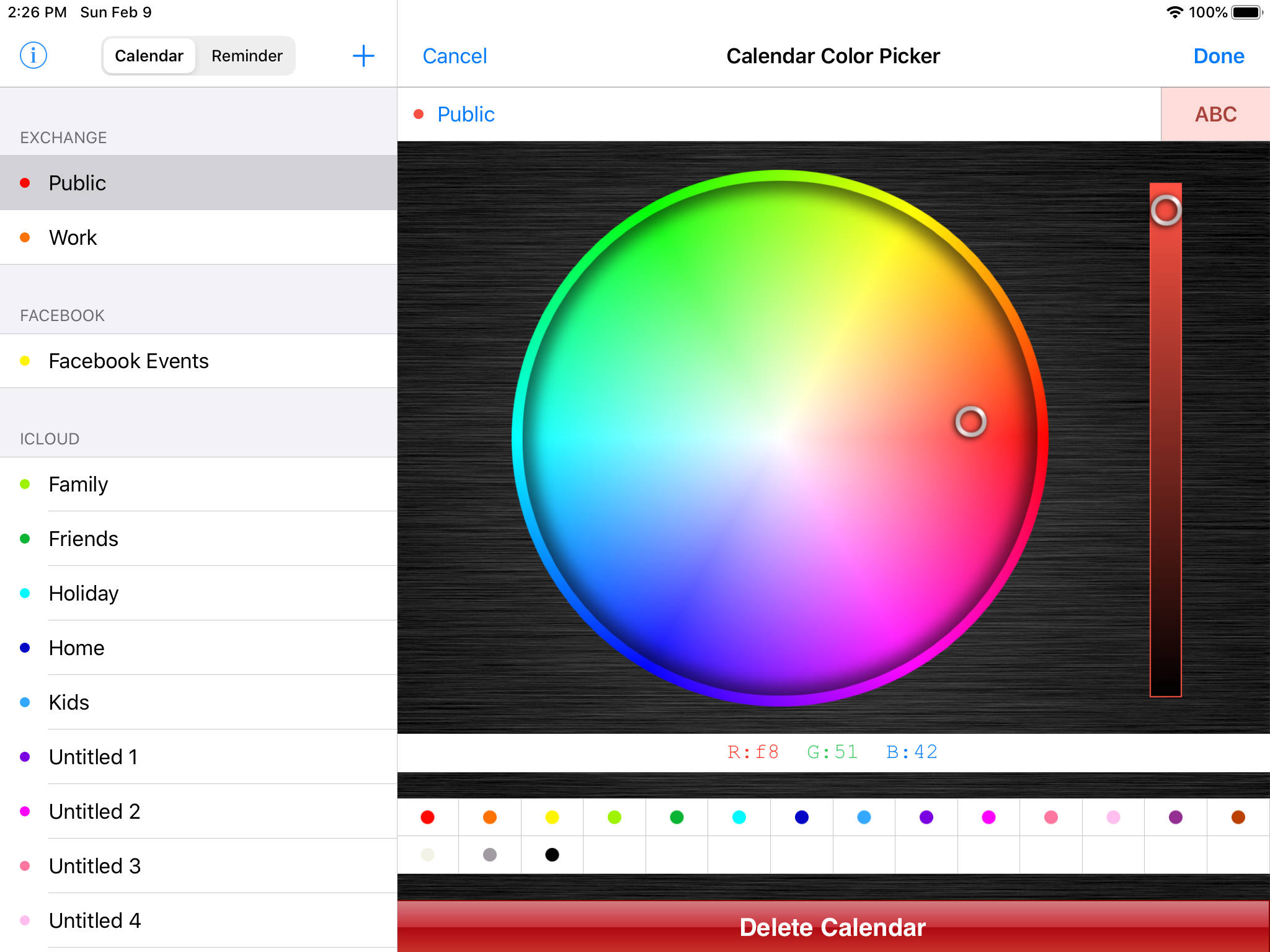 VoidTech Calendar Color Picker IOS App